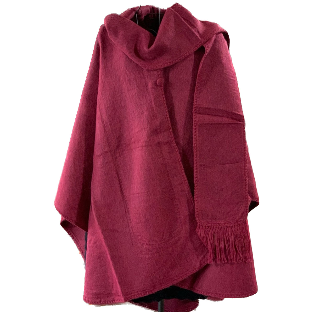 Burgundy Lined Woven Alpaca Cape