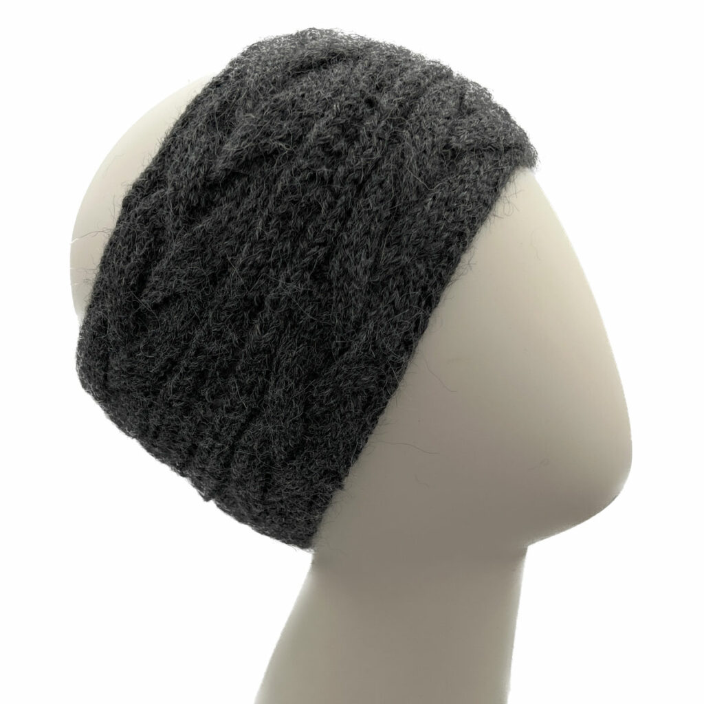 Ladies Lightweight Superfine Knit Alpaca Headband in Silver Grey