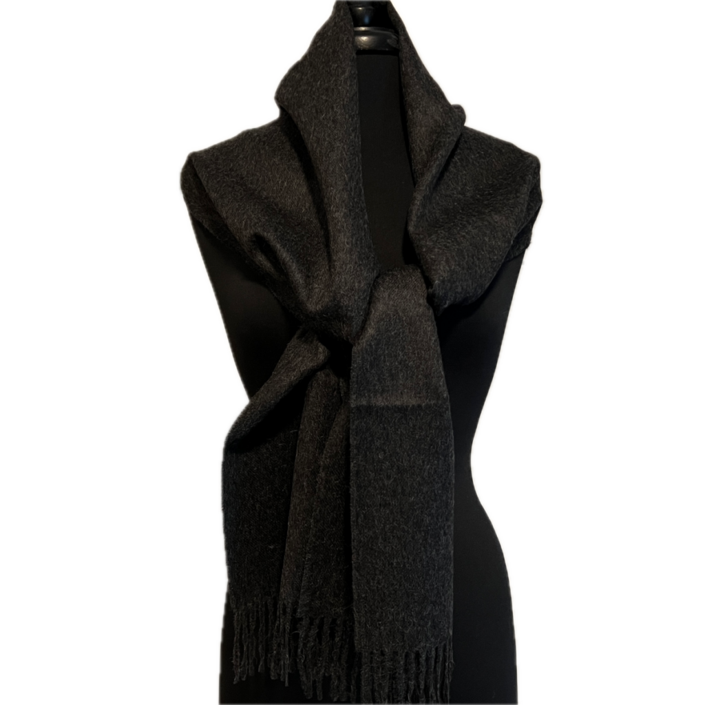 Unisex 100% Royal Alpaca Scarf in Dark Silver Grey